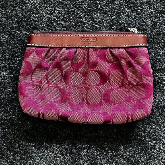 Coach | Bags | Coach Signature Pouch Upcycled Makeup Bag Berry ...